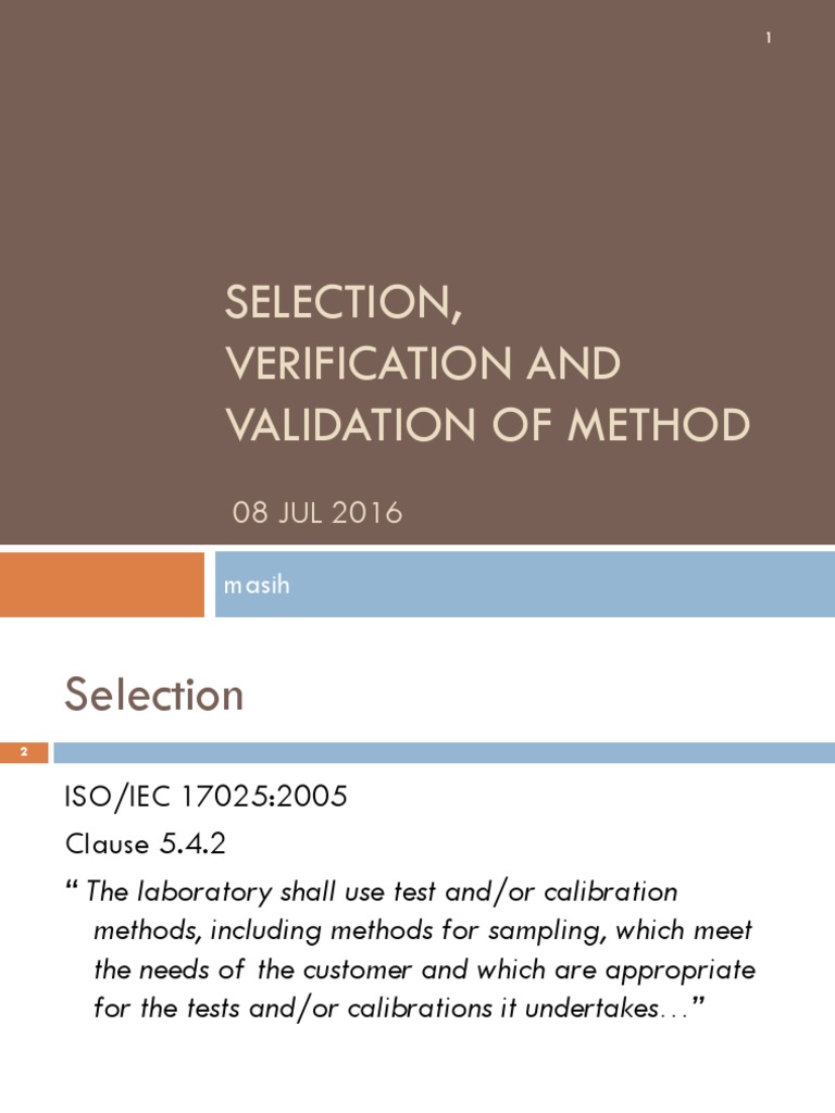 Selection Verification And Validation Of Methods Pdf Pdf Detection Limit Accuracy And