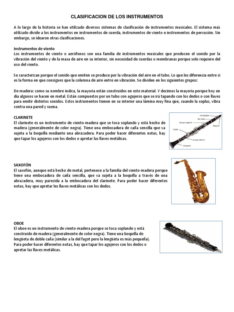Clasificación de Instrumentos Musicales | PDF | Instrumentos de cuerda ...
