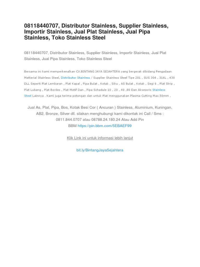 Distributor dan Supplier Stainless Steel | PDF