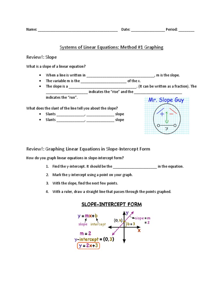 Guided Notes System of Linear Equation Graphing | PDF | Line (Geometry ...