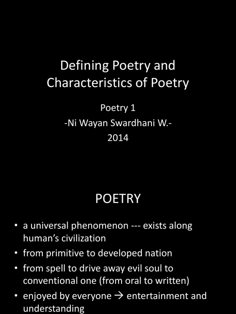 Defining Poetry and Characteristics of Poetry PDF | PDF | Metre (Poetry ...