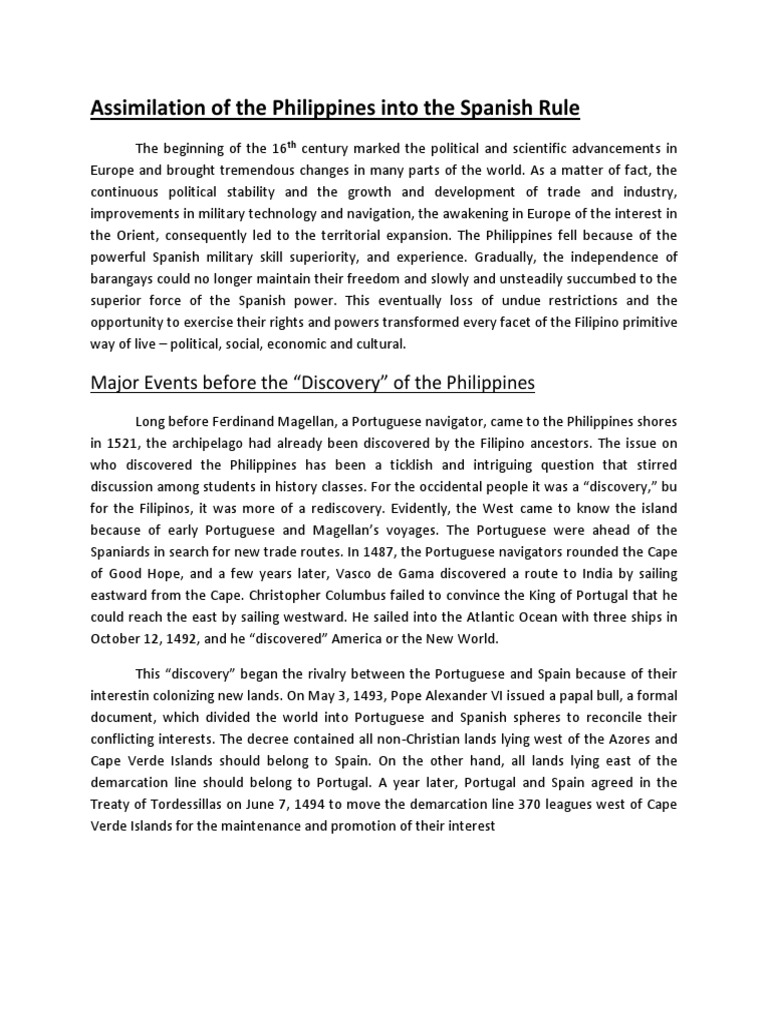 The Assimilation of the Philippines into Spanish Rule: From Magellan's ...