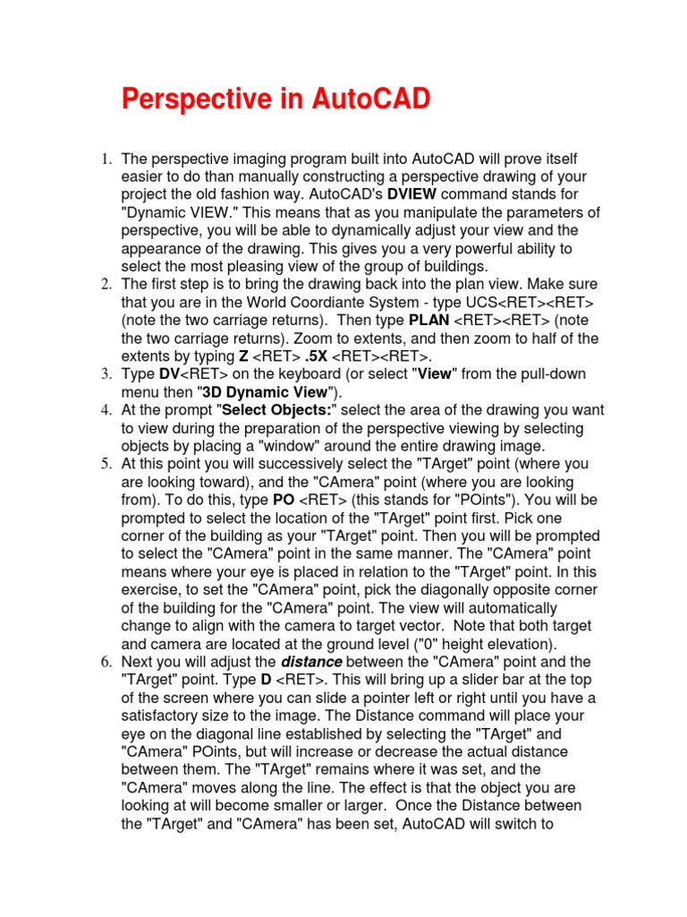 AutoCAD Perspective Guide | PDF | Camera Lens | Optical Devices