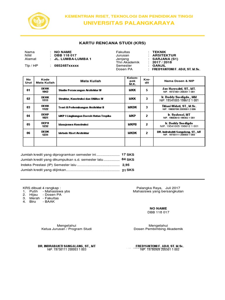 Contoh Format KRS | PDF