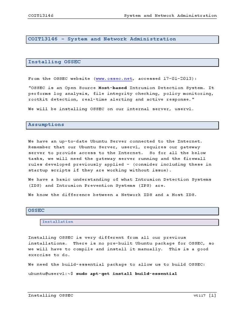 InstallingOSSEC | PDF | Utility Software | Computer Security