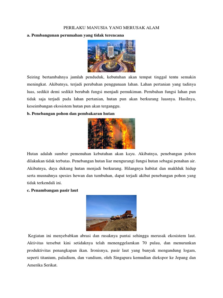 Perilaku Manusia Yang Merusak Alam | PDF | Sains & Matematika