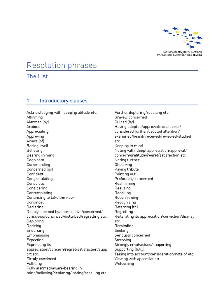 Resolution Phrases | PDF