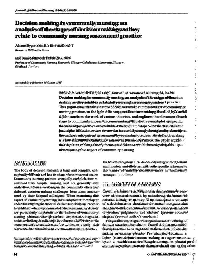Decision Making in Community Nursing: An Analysis of The Stages of ...
