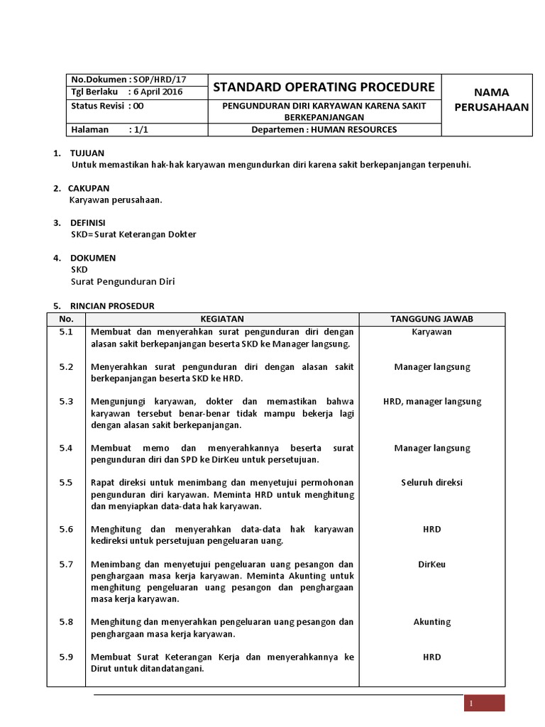 Prosedur Pengunduran Diri Karena Sakit | PDF | Karier & Perkembangan ...