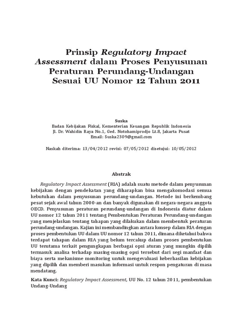 Prinsip RIA Dalam Penyusunan Perpu | PDF
