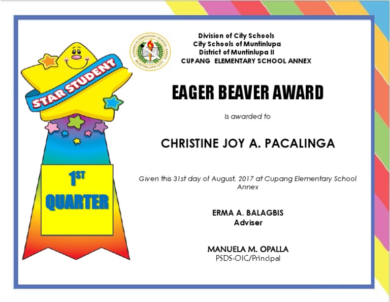 Eager Beaver Award: 1 Quarter | PDF