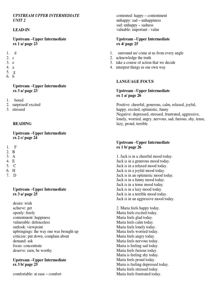Unit 2 Upstream | PDF | Mood (Psychology) | Mental Health