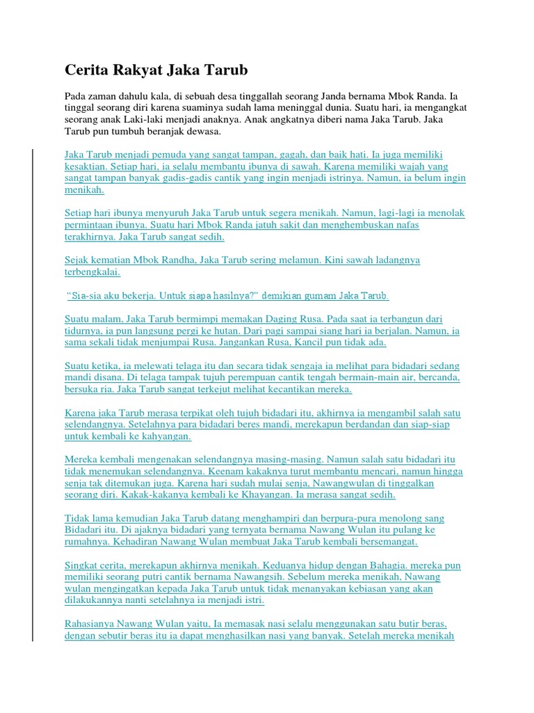 Cerita Rakyat Jaka Tarub | PDF