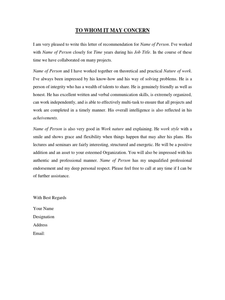 Sample Reference Letter | PDF | Applied Psychology | Psychology