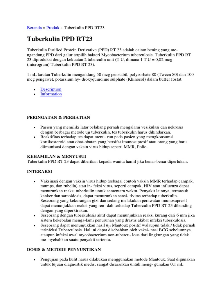 Evaluating Tuberculin Skin Tests Using Tuberculin PPD RT23 | PDF