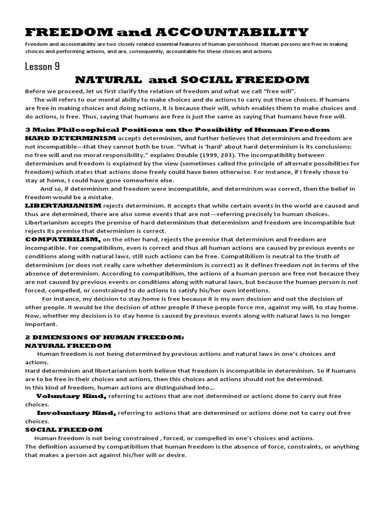 Freedom and Accountability | PDF | Free Will | Philosophy Of Mind