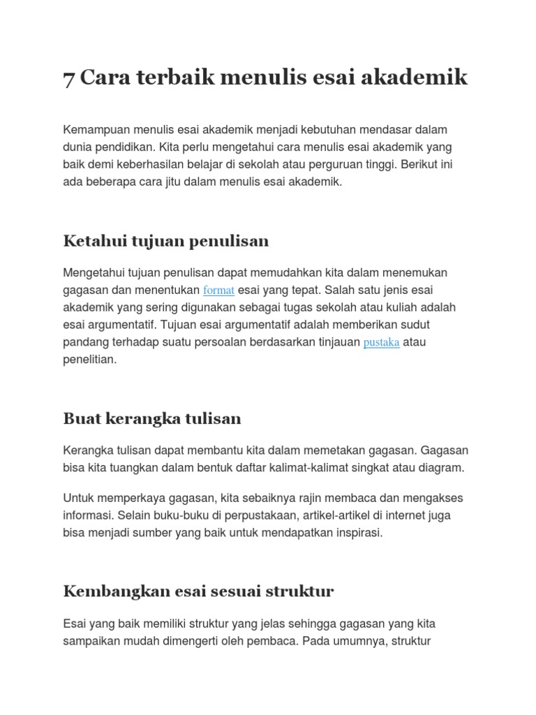 7 Cara Terbaik Menulis Esai Akademik Pdf