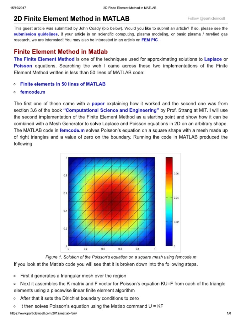 2d Finite Element Method In Matlab