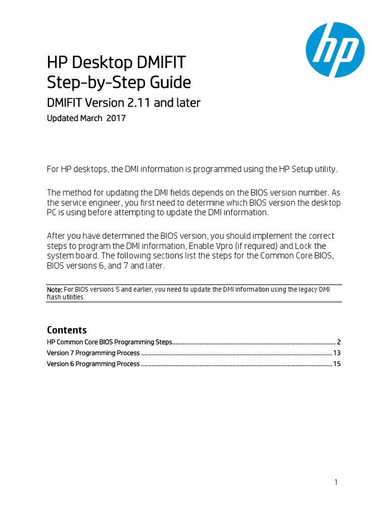 HP Desktop DMI Programming Guide | PDF | Booting | Bios