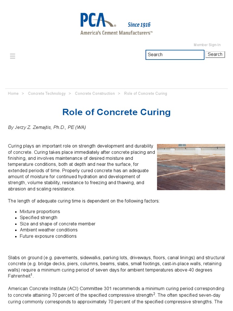 Role of Concrete Curing (PCA) | PDF | Concrete | Building