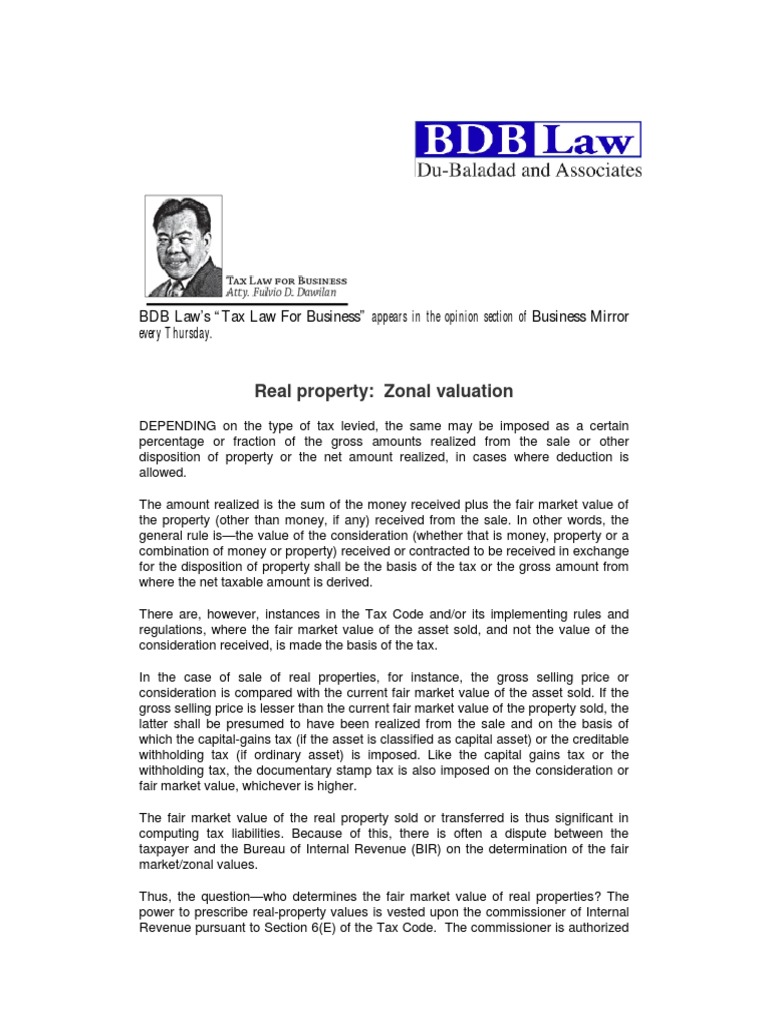 171.real Property Zonal Valuation - fdd.11.25.10 | PDF | Taxation In ...