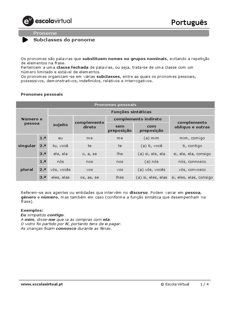 Classe Pronomes.pdf | Pronome | Número Gramatical