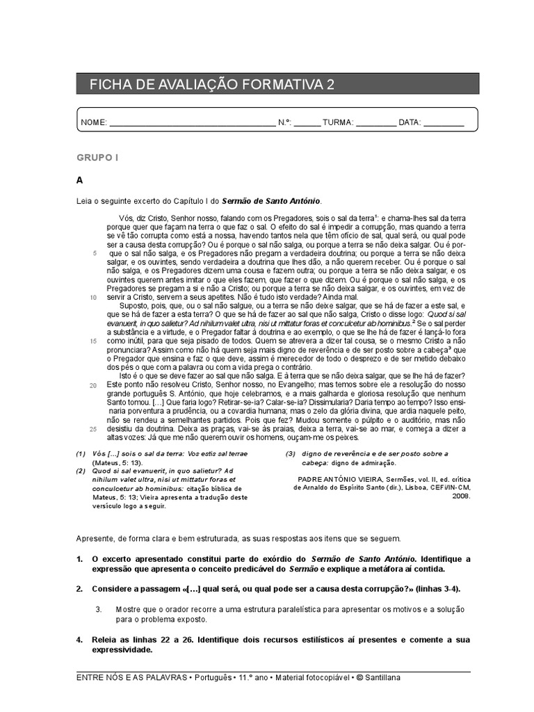 Ficha de Avaliaca Formativa 2 | PDF | Portugal | Terra