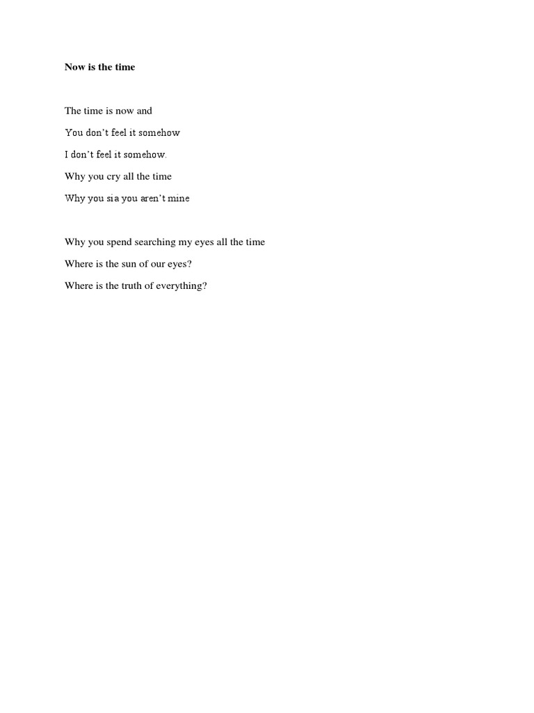 Now Is the Time: A Poetic Reflection | PDF | Self-Improvement