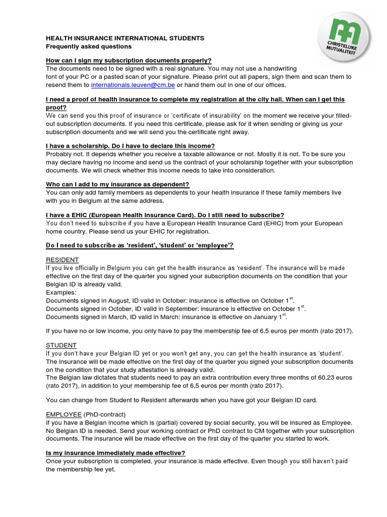 FAQ International Students | PDF | Identity Document | Fee