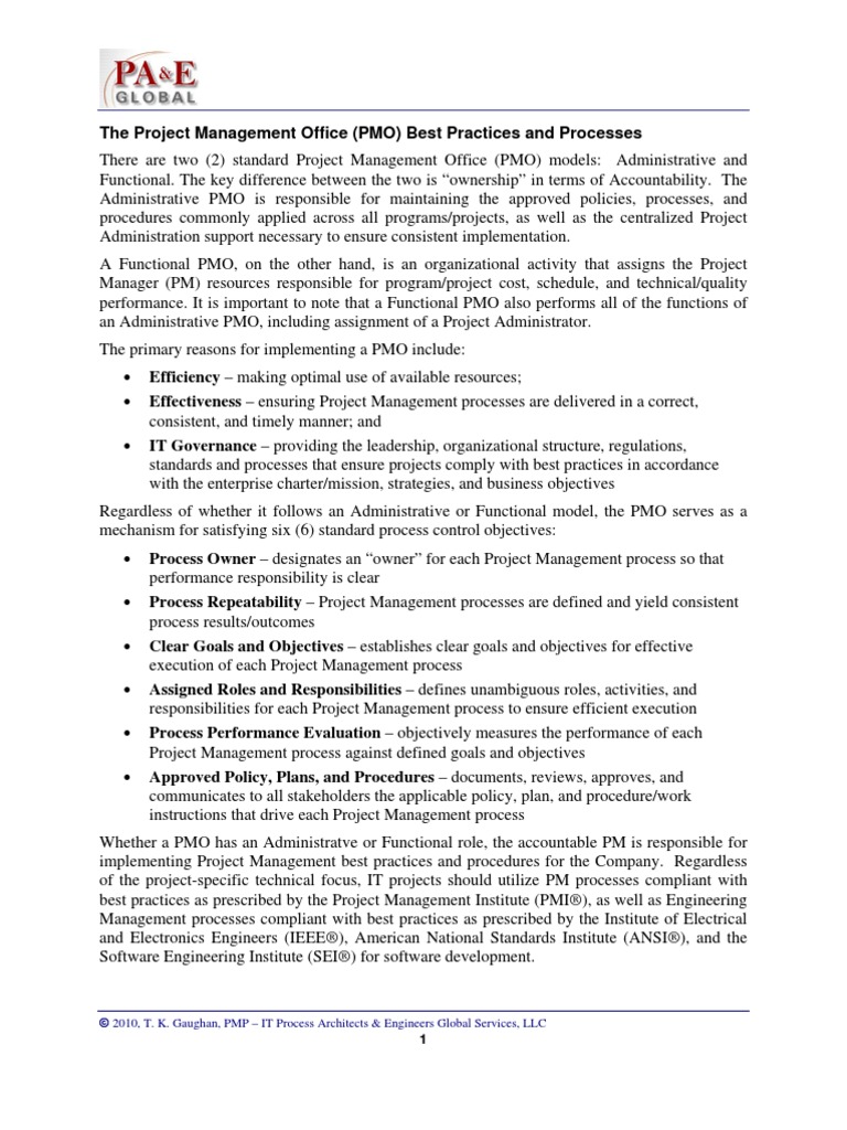 PMO Best Practices | PDF | Project Management | Business Process