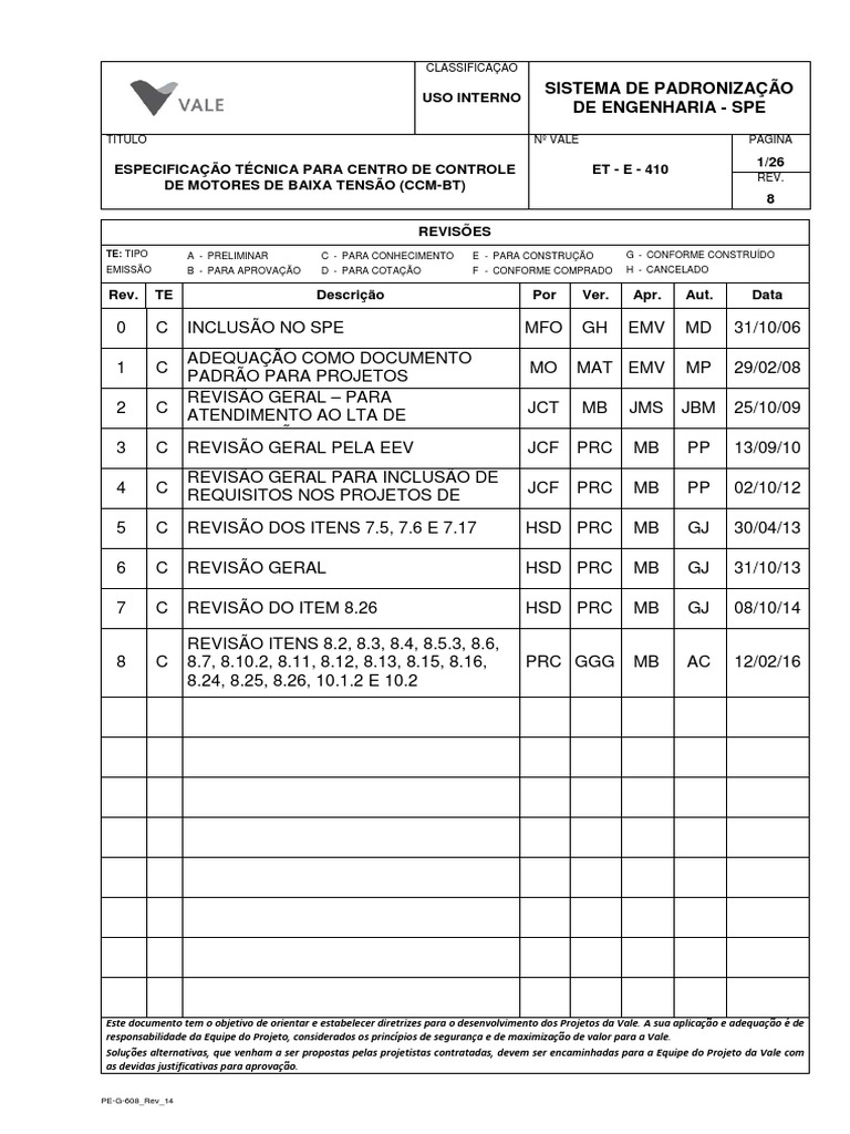Especificação Técnica CCM-BT Vale | PDF | Relé | Transformador