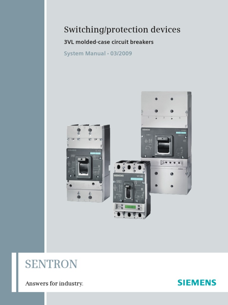 SENTRON Molded Case Circuit Breakers 3VL en US | PDF | Switch | Relay