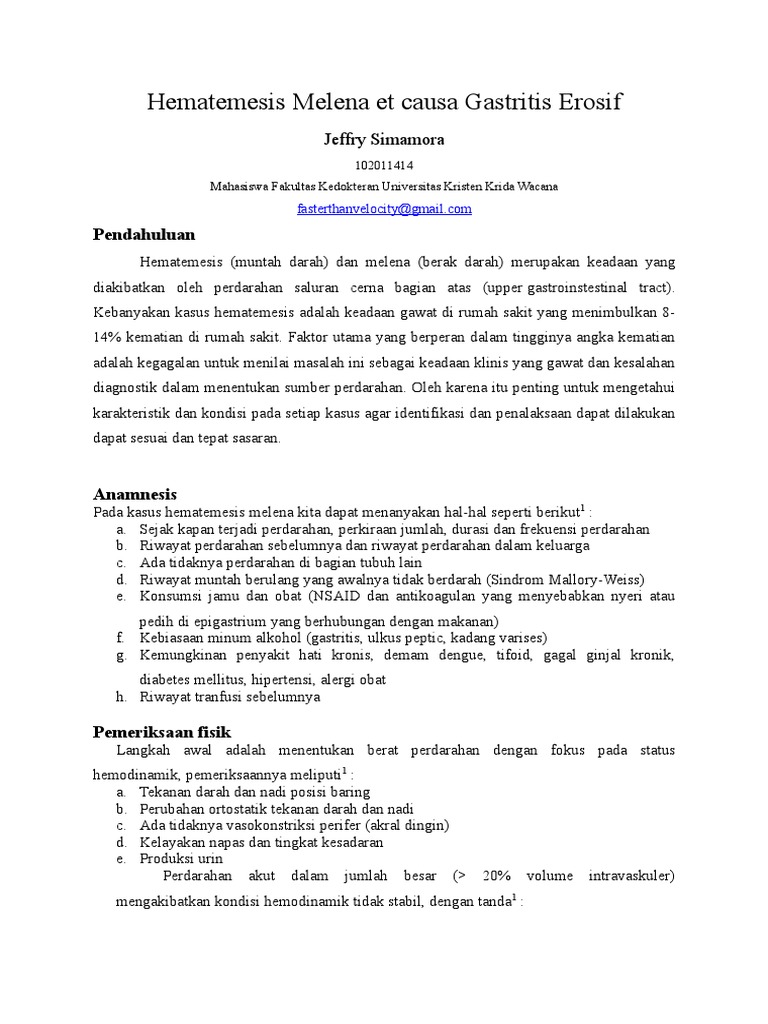 PBL Blok 16 - Hematemesis Melena Et Causa Gastritis Erosif | PDF