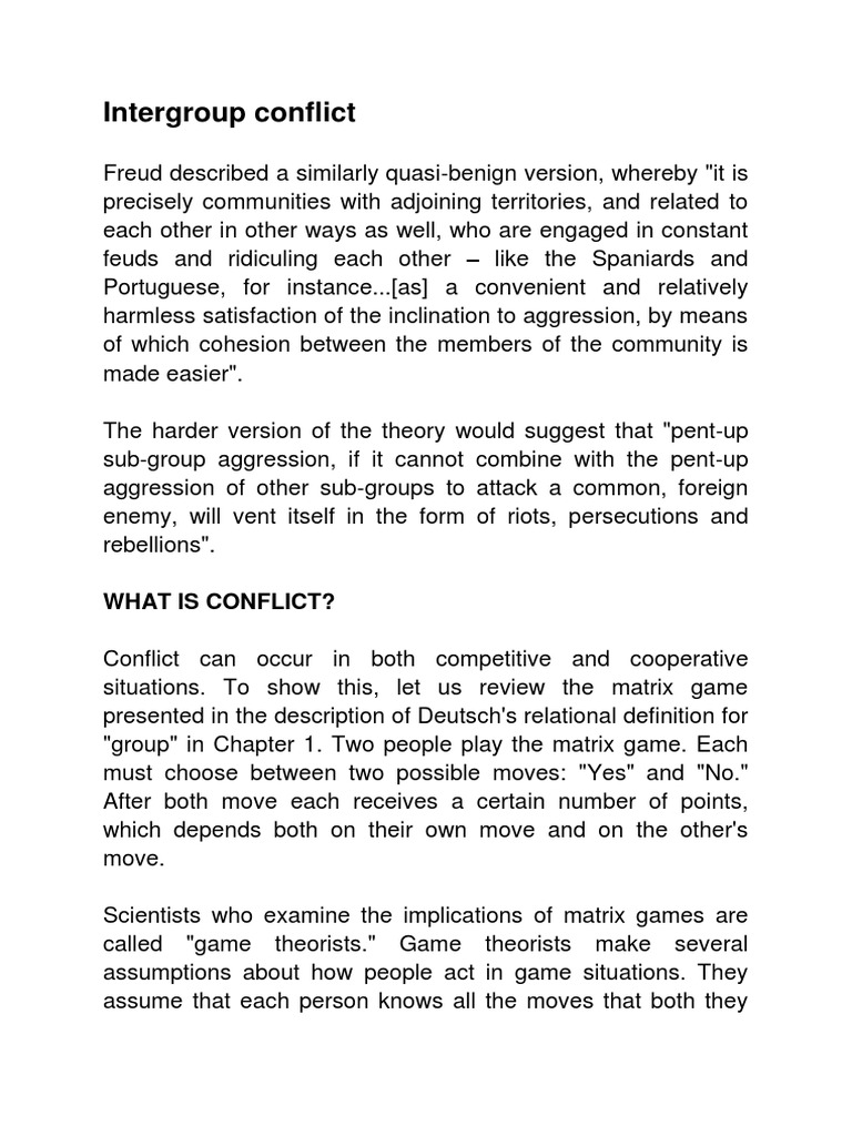 Inter Group Conflict 2 | PDF | Conflict (Process) | Behavioural Sciences