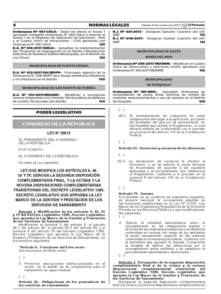 Ley Que Modifica Los Artículos 6 46 55 Y 79 Deroga La Segunda