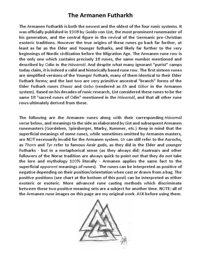 The Armanen Futharkh | PDF | Runes | Religion And Belief
