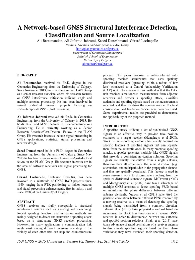 A Network-Based GNSS Structural Interference Detection, Classification and Source Localization ...