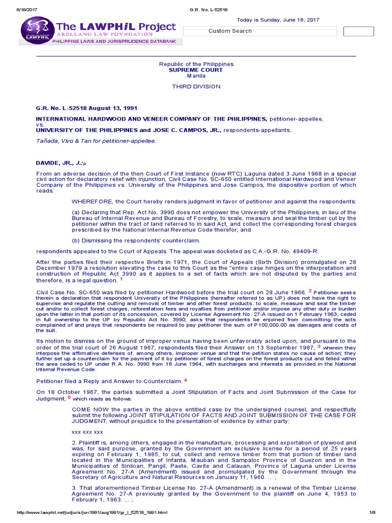 UP vs. International Hardwood Case Summary | PDF | Declaratory Judgment ...