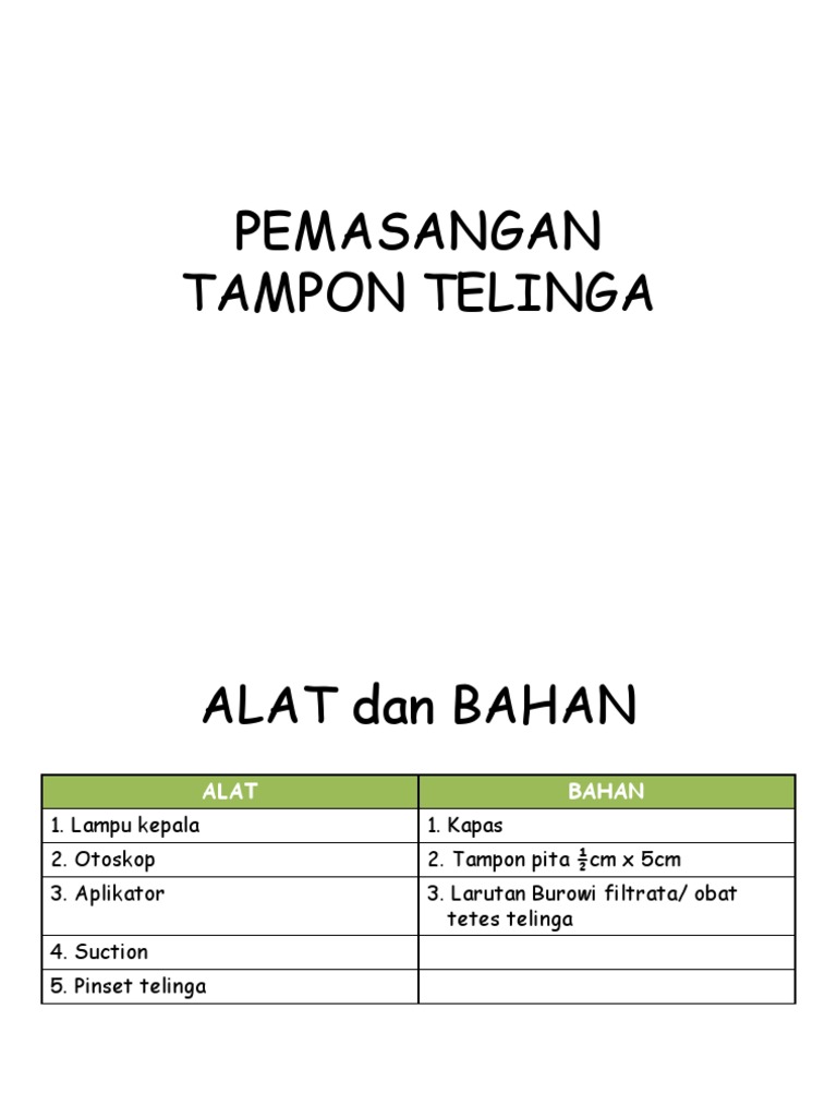 Pemasangan Tampon Telinga | PDF