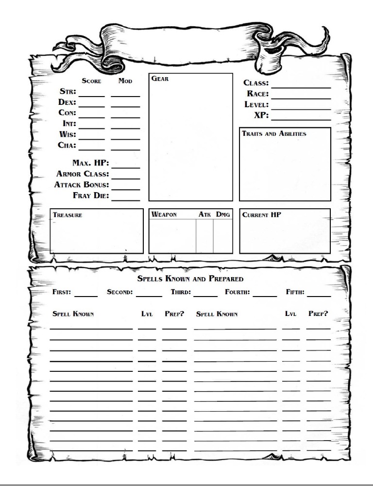 Scarlet Heroes Character Sheet (fillable)