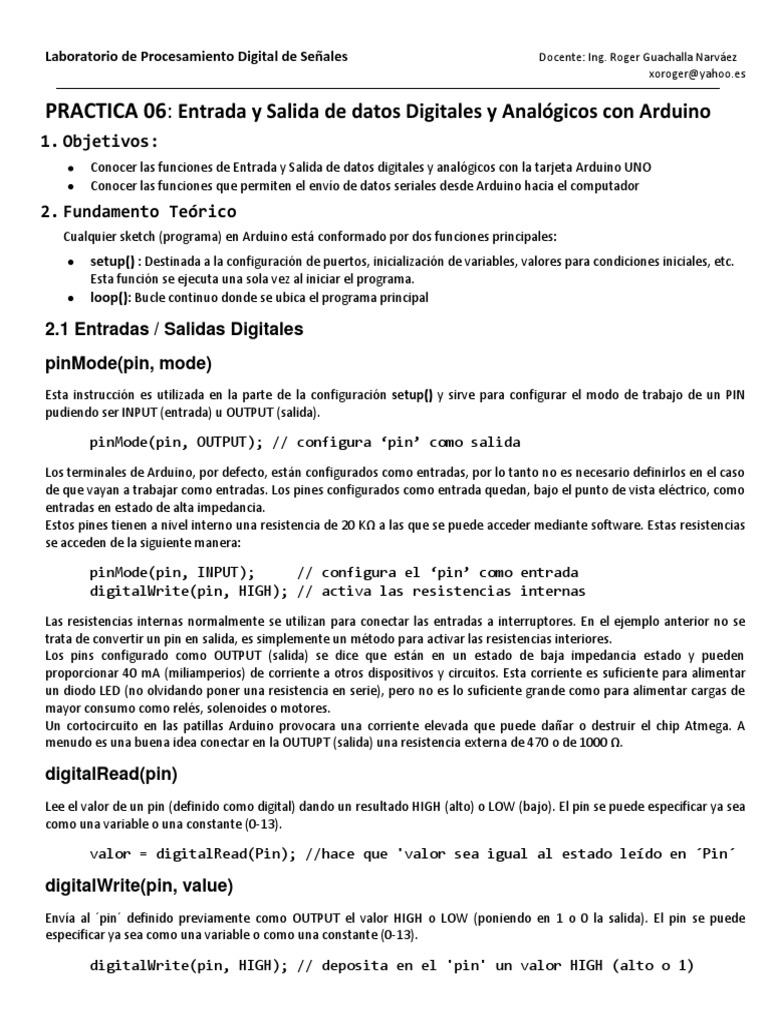 P06 Entrada y Salida de Datos en Arduino | PDF | Arduino | Ascii