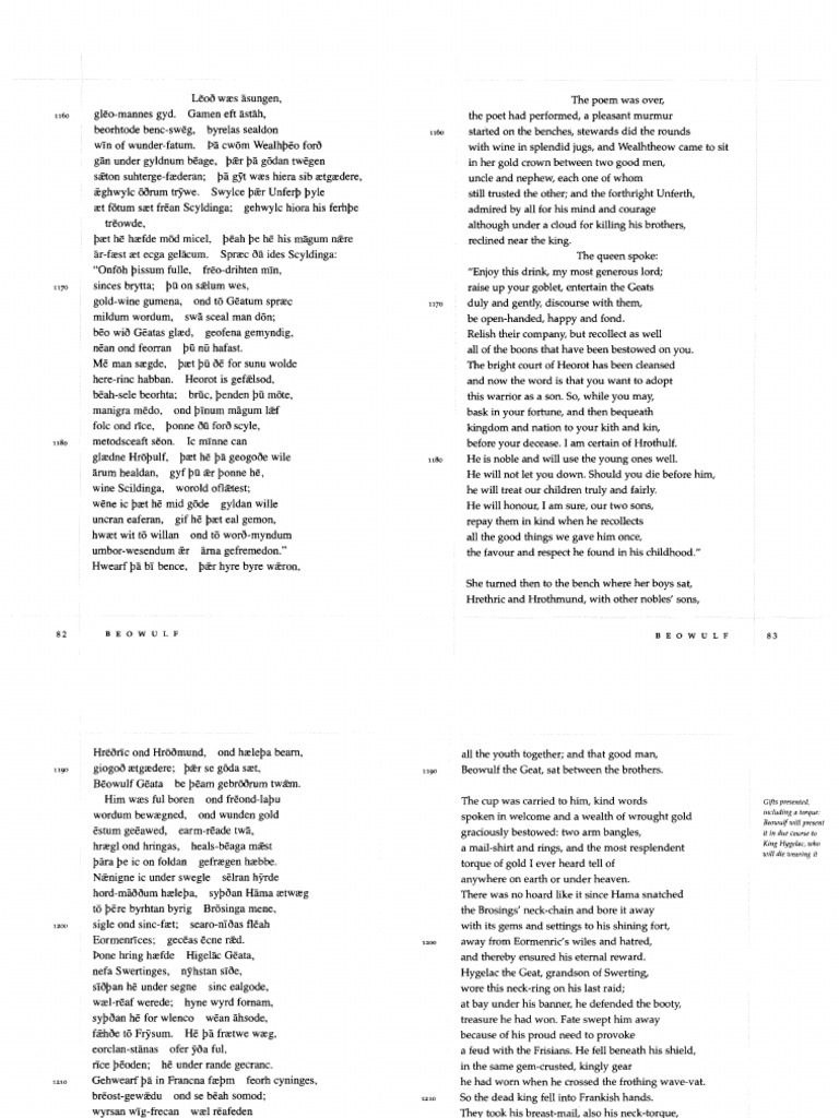 Beowuf S Heaney (Lines 1160-1320) | PDF | Beowulf | English Folklore