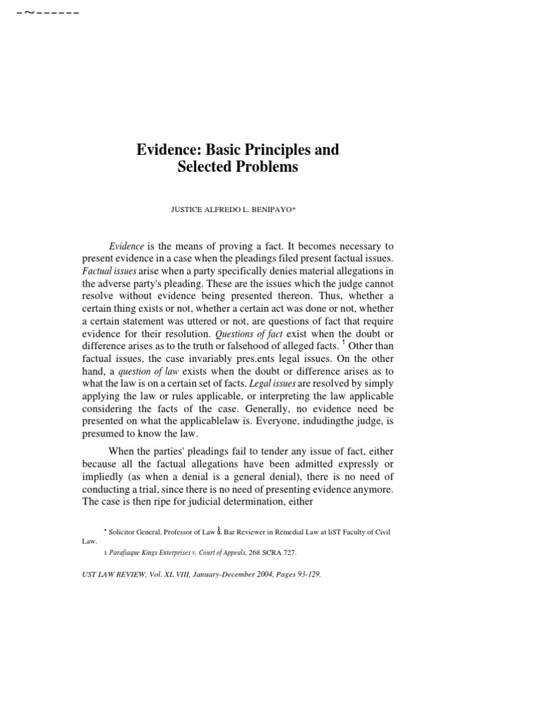 Evidence Basic Principles | PDF | Evidence (Law) | Witness