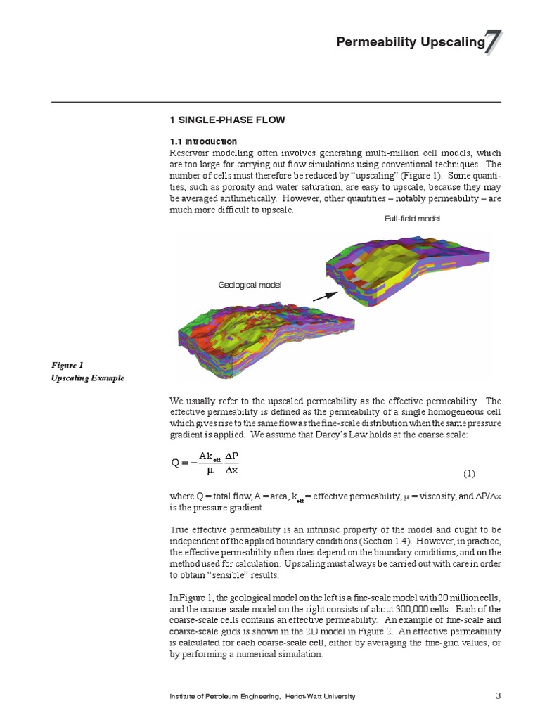 Permeability Upscaling: 1 Single-Phase Flow | PDF | Permeability (Earth ...