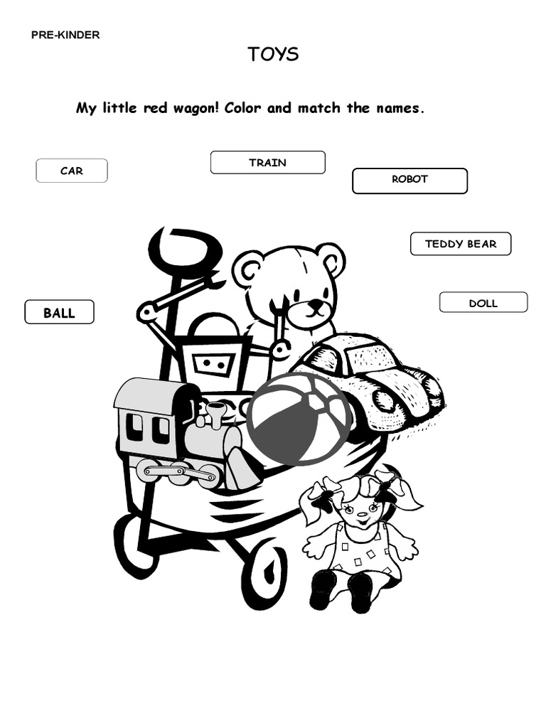 My Toys Coloring and Matching Worksheet | PDF