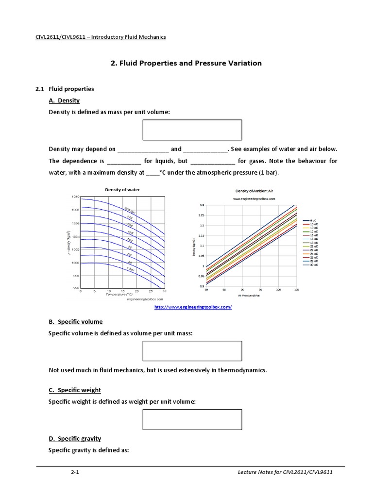 Fluid Properties and Pressure Variation | PDF | Viscosity | Shear Stress
