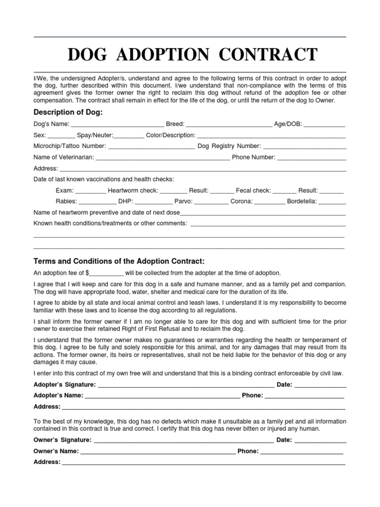 Contract Adopt Private | Dogs | Animals And Humans
