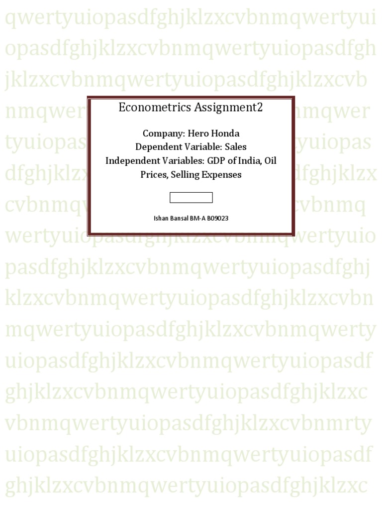 Econometrics Assignment2 | PDF | Coefficient Of Determination | Errors And Residuals