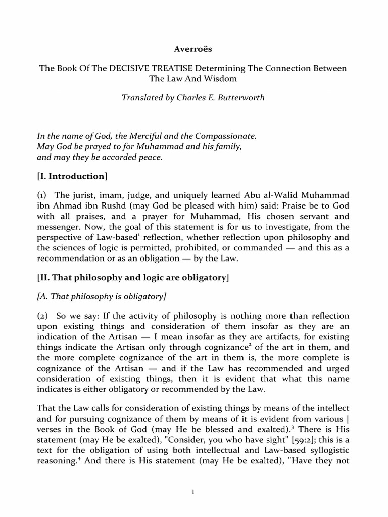 Averroës The Decisive Treatise | PDF | Existence | Philosophy