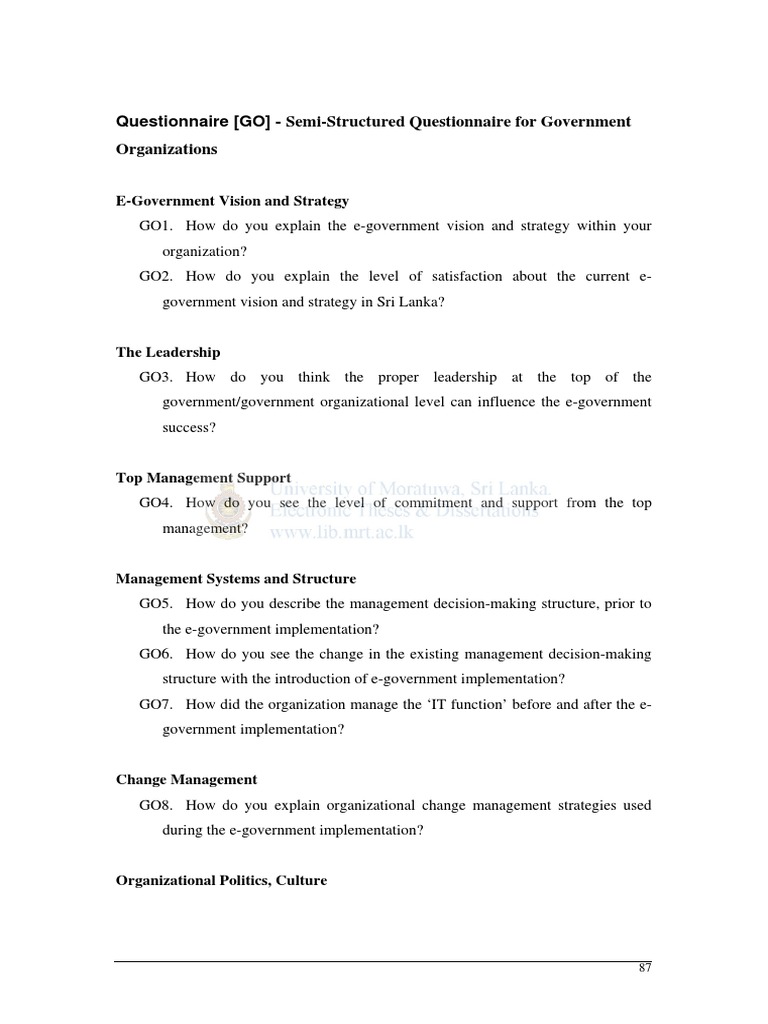 Sri Lanka EGov Questionnaire For MDAs | PDF | E Government ...